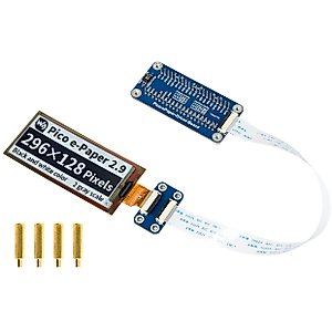 2.9inch Flexible E-Paper Display Module for Raspberry Pi Pico, 296×128 Resolution E-Ink Display Panel, Black/White Display Color, SPI Interface, Support Partial Refresh