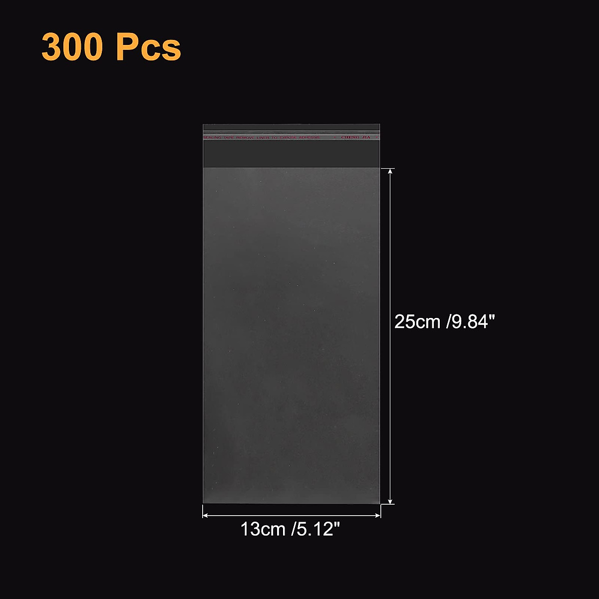 uxcell 300Pcs Clear Cello Bags, 5" x 10" Plastic Self Sealing OPP Cello Treat Bags Cello Poly Bags for Packing Cookies Candy Jewelry Gifts, Clear