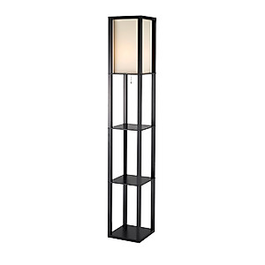 Adesso 3193-01 Titan Tall Shelf Floor Lamp, 72 in, 150W Incandescent/equiv. CFL, Black PVC Veneer on MDF, 1 Floor Lamp