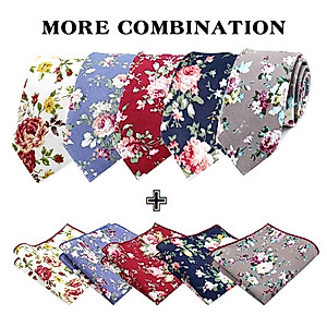 SUNOVELTIES Floral Ties, Cotton Flower Print Skinny Ties for Men Set (5 Pack)