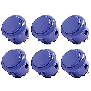 Sanwa 6 pcs OBSF-30 Original Push Button 30mm - for Arcade Jamma Video Game & Arcade Joystick Games Console (Dark Blue), Use for Arcade Game Machine Cabinet S@NWA