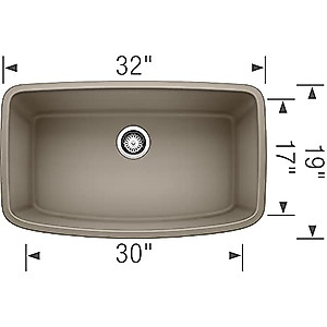 BLANCO, Truffle 441772 VALEA SILGRANIT Super Single Bowl Undermount Kitchen Sink, 32" X 19", 32" L x 19" W
