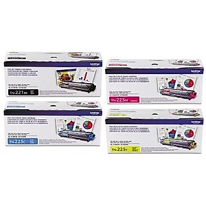 Brother TN-221 Standard Yield Black and TN-225 High Yield Color Toner -Cartridge Set