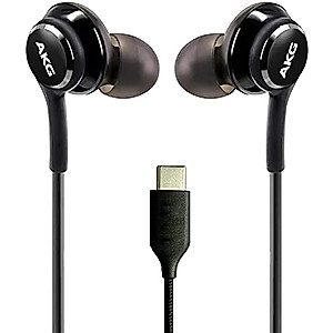 OEM UrbanX 2021 Stereo Headphones for Samsung Galaxy S A52 5G/A53/M54/M14/F04/A54/A34/A14 5G/A14/S20/21+ 5G/S22/S23 Braided Cable with Microphone USB-C Connector - Black