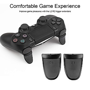 V BESTLIFE Trigger Extenders, Game Controller L2 R2 Controller Extenders Buttons Extension Trigger Soft Touch Extended Grips for PS4 (Black)