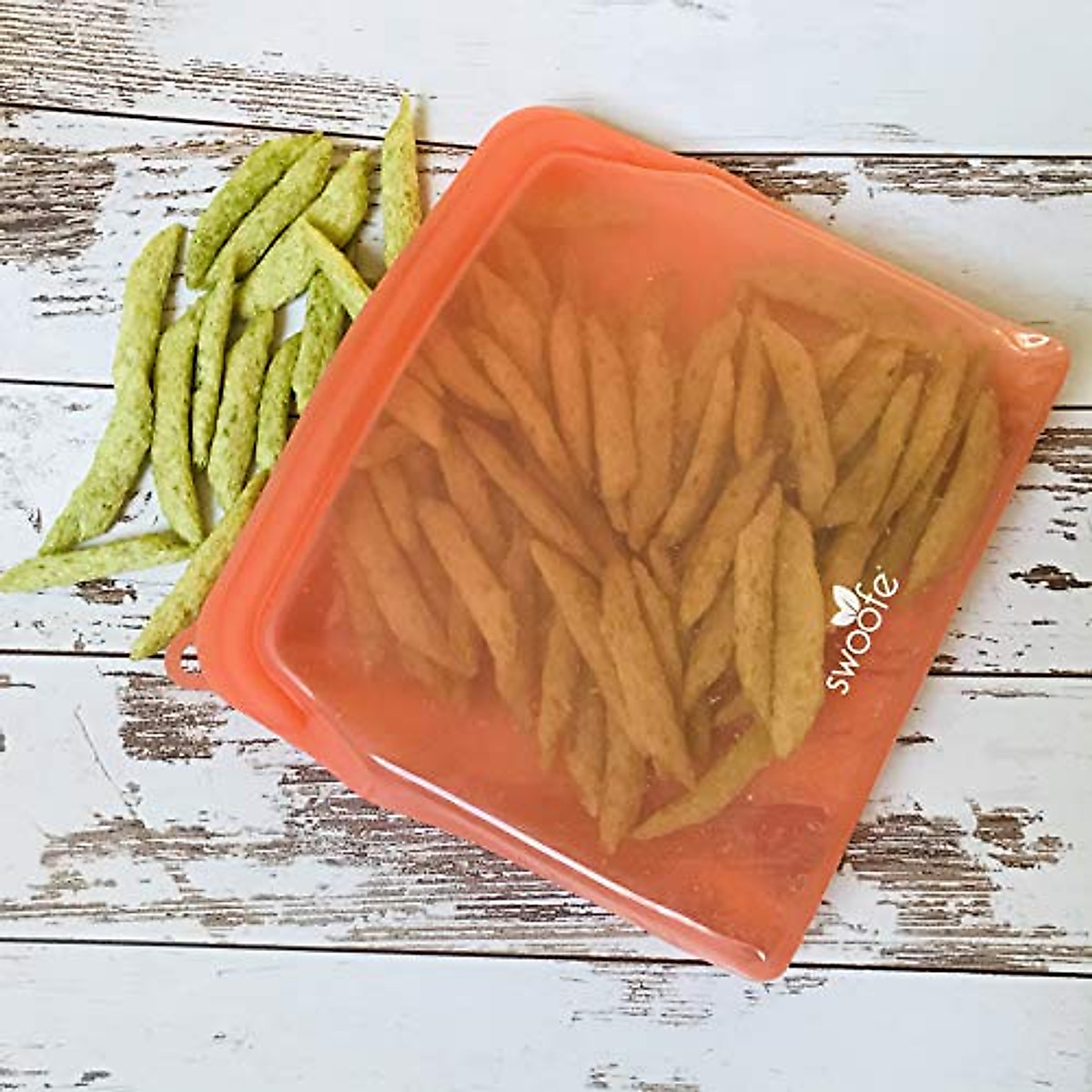 SWOOFE Reusable Silicone Food Bag | Sandwich Size 30 Oz (Coral) | Eco-Friendly | Plastic Free Storage Lunch Bag | Great for Cooking, Sous Vide, or Freezer use | Leakproof, Dishwasher-Safe.