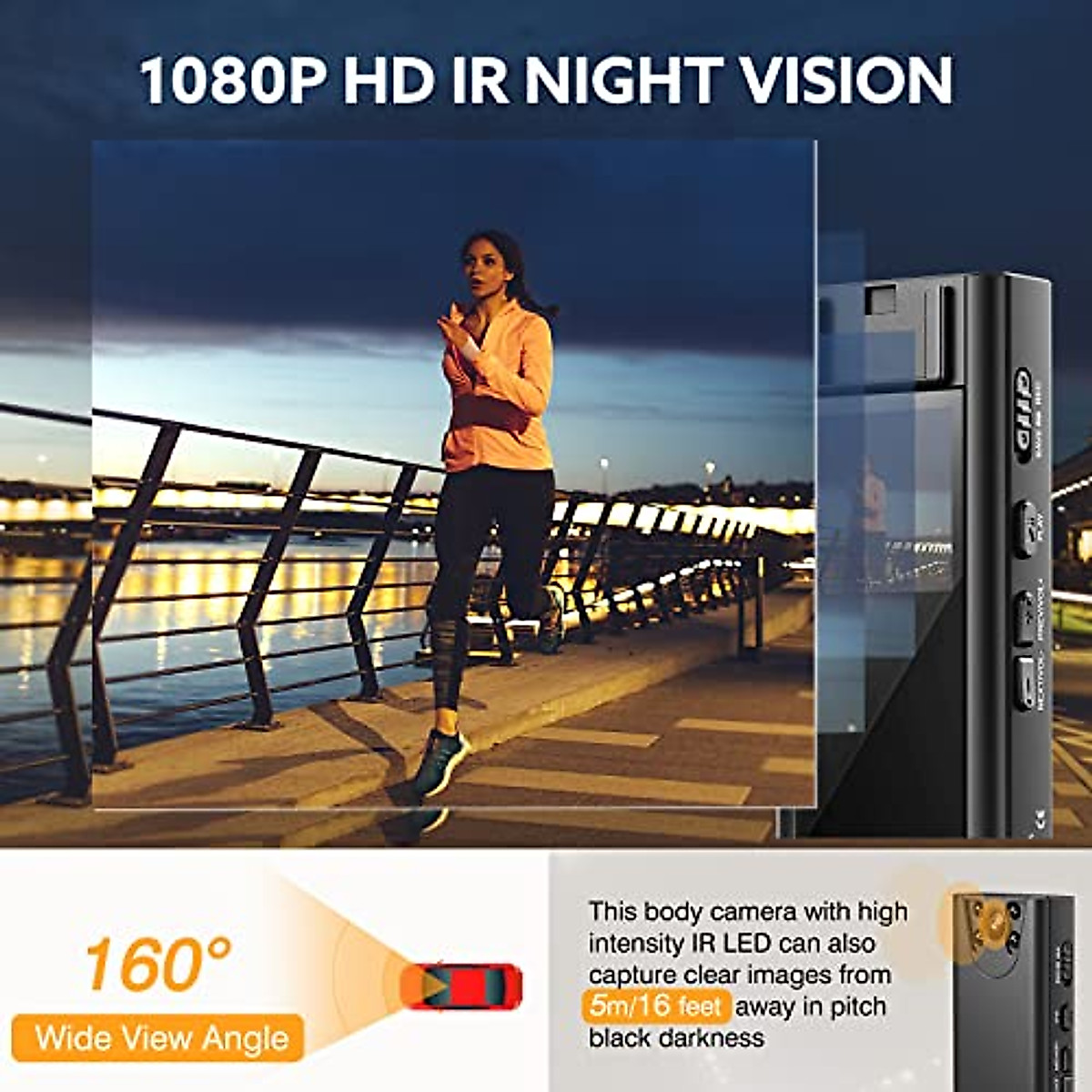 Losfom Z01 Body Camera with Audio, 1080P Mini Body Cameras with Infrared Night Vision, Police Body Cam with Upgrade Rotate Clip, Support 10HR Battery Life for Riding,Meeting, Indoor(with 64GB)