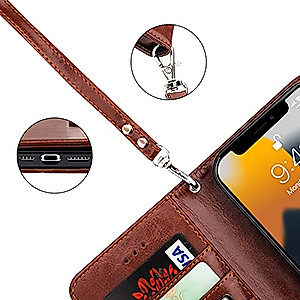 Bocasal Detachable Wallet Case for iPhone 13 Pro Max RFID Blocking Card Slots Holder Premium PU Leather Magnetic Kickstand Shockproof Wrist Strap Removable Flip Protective Cover 5G 6.7 inch (Brown)