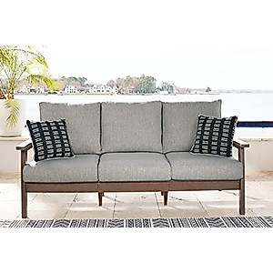 Signature Design by Ashley Outdoor Emmeline HDPE Patio Sofa with Cushion, Brown