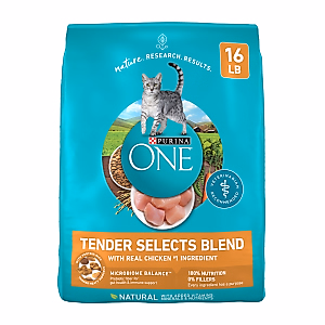 Purina ONE Natural Dry Cat Food, Tender Selects Blend With Real Chicken - 16 Lb. Bag