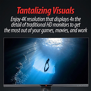 Deco Gear 28" 4K Ultrawide IPS Monitor, Crisp 3840x2160 Resolution, 60Hz Refresh Rate, 4ms with OD, Over 1 Billion Colors, 100% sRGB Color Accuracy, 16:9 Aspect Ratio, Ambient Backlighting