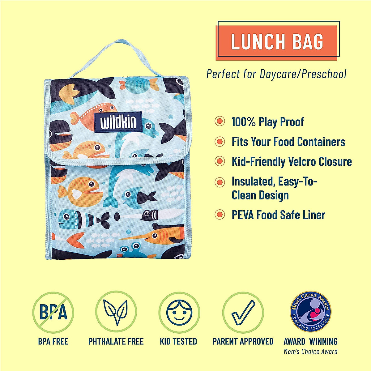 Wildkin 15 Inch Kids Backpack Bundle with Lunch Bag (Big Fish)