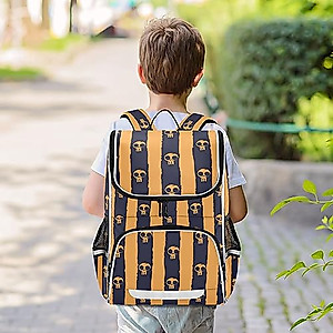 Sletend Large Capacity Printing Student Shoulder Bag for Children Teenagers Skull Stripe Laptop Bag School Bag for Work School, Men's and Women's Travel Backpack