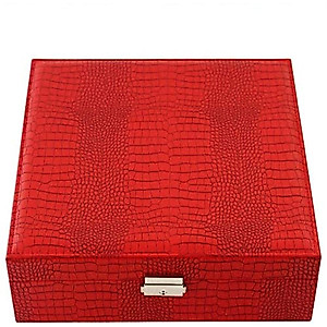 ZZYINH AN207 PU Exquisite Leather Jewlery Box Watch Box with Lock Packaging Jewlery Boxes Earrings Rings Bracelet Display Holder Case Small Jewelry (Color : Red)
