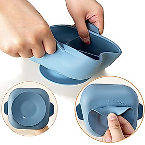 Infantever Baby Silicone Feeding Supplies, Led Weaning, Suction Bowl With Lid, Divided Toddler Plates, Soft Spoon Fork Utensils, Adjustable Bib, Sippy & Snack Cup, Baby Plate Set of 9 for 6 Months+
