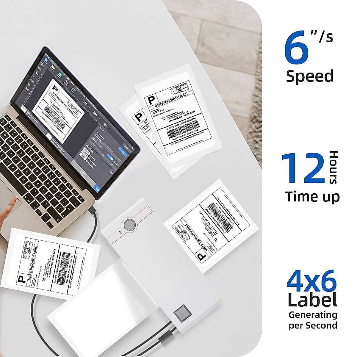 Shipping Label Printer for Shipping Packages, Thermal Label Printer 4x6 Label Printer for Small Business, Compatible with UPS, USPS, Etsy, Shopify, Amazon, FedEx, Ebay, and More on Windows & Mac