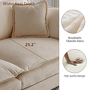 Suheww Modern Loveseat 2-Seater Sofa Couch Deep Seat Sectional Cloud Sofa, Modern Deep Seat Comfy Couch with Ottomans, 76.7" Modular Sectional Sofa Chenille Loveseat for Living Room Small Space