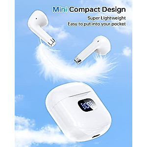 KTGEE Wireless Earbuds, Bluetooth 5.3 Headphones 40Hrs Playtime with Charging Case, IPX5 Waterproof Stereo in-Ear Earphones with Microphone for iPhone Android Cell Phone Sports Workout Gaming, White