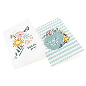 96-Count Thank You Cards with Envelopes, Bulk Box Set Blank Thank You Greeting Notes for Baby and Bridal Shower Graduation Birthday Wedding Party, 12 All Occasion Assorted Floral Designs, 4 x 6 inches