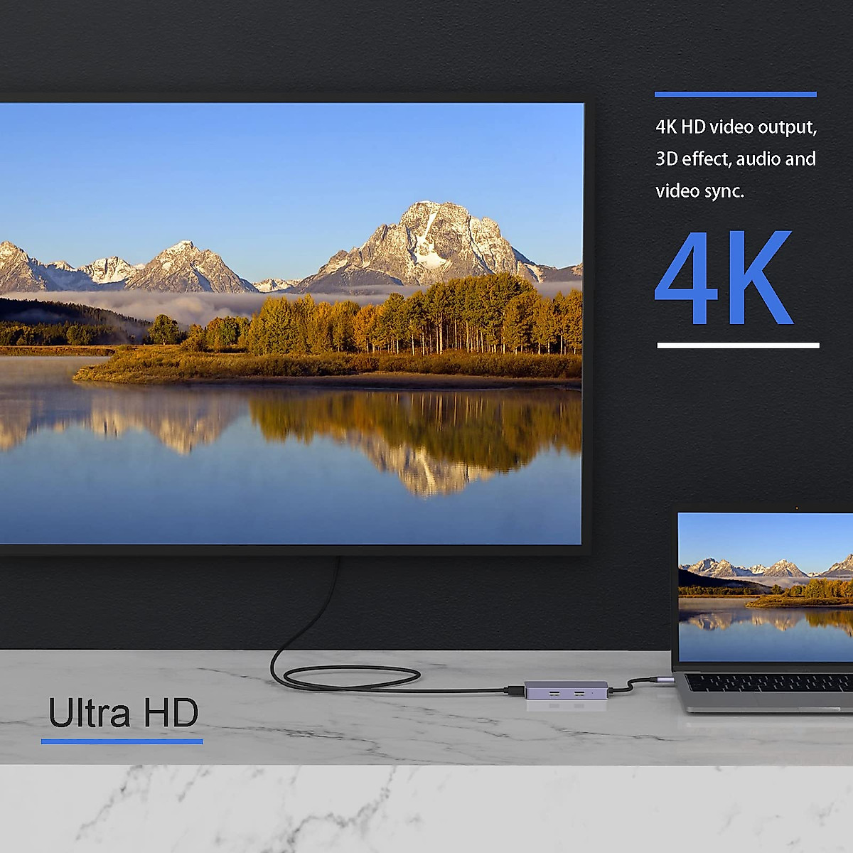 HOPDAY USB C Hub, 6 in 1 USB Mini Docks with 4K-HDMI, SD/TF, USB 3.0/2.0 to HDMI Adapter, 6-Port USB Docking Station for MacBook Air/Pro, Lenovo Laptop, Surface Pro