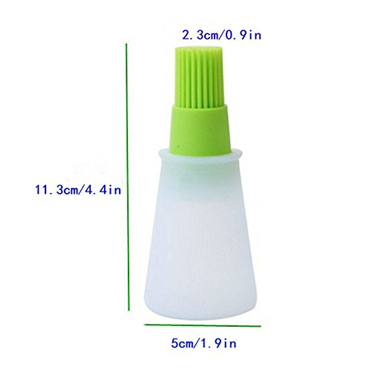 AKOAK BBQ/Pastry Basting Brushes,Silicone Cooking Grill Barbecue Baking Pastry Oil/Honey/Sauce Bottle Brush,Set of 2,Green and Orange