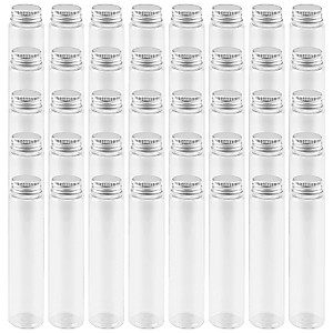 LEXININ 40 PCS 110ml Clear Plastic Test Tubeswith Lid, 30x150mm Test Tubes with Screw Caps, Flat Bottomed Test Tubes for Candy Jewelry Beads
