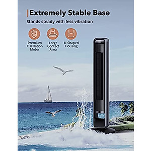 Tower Fan, 42” DC Motor Tower Fan with 28dB, 12 Speeds, 4 Modes, 90° Oscillating Fan, Night Light, 12H Timer, LED Display, Quiet Cooling Bladeless Fan with Remote for Bedroom Living Room Office
