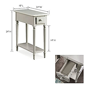 Leick Home 20017-GR Coastal One Drawer Narrow Side Table with Shelf, Greige