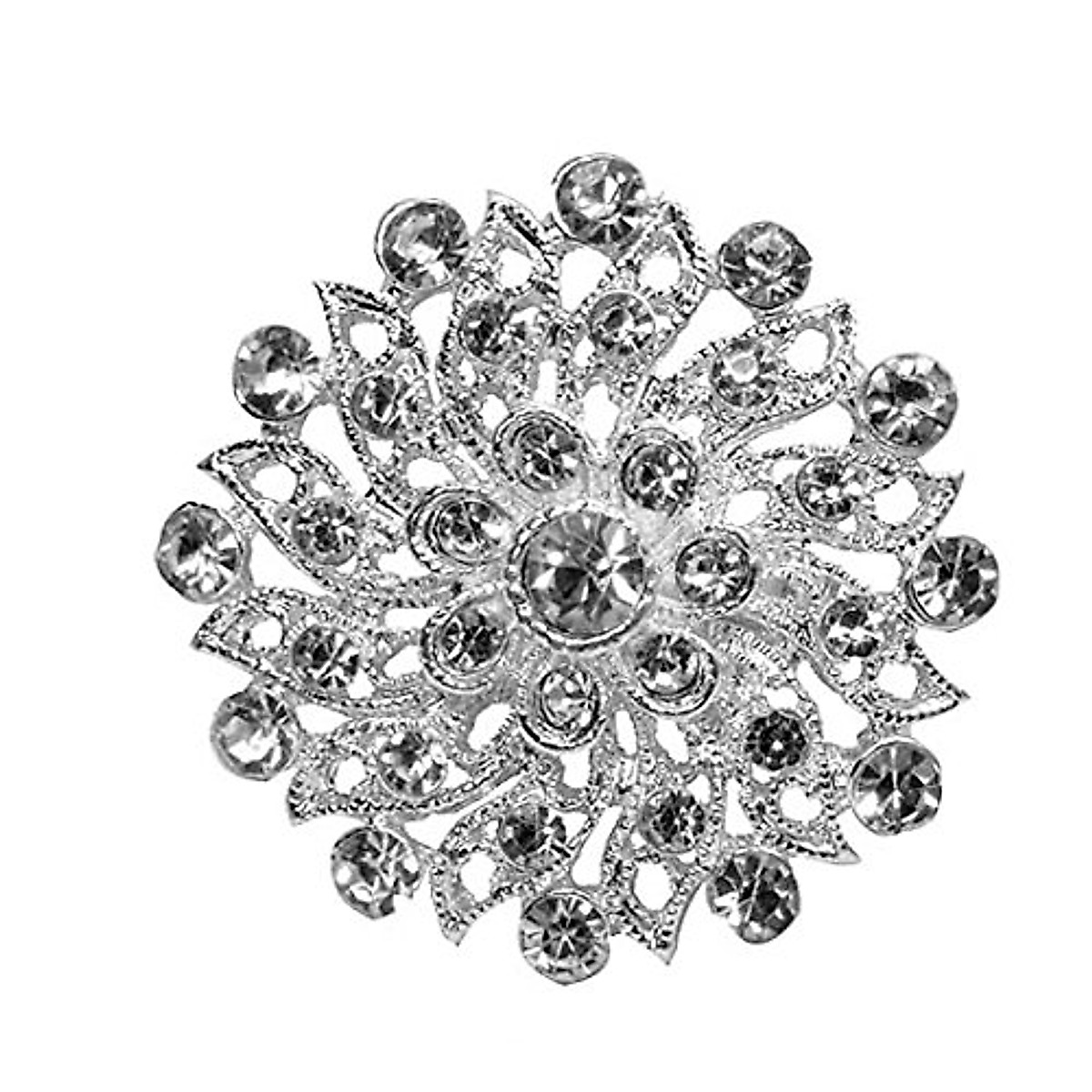L'VOW Silver Crystal Broaches Brooch Pins Wedding Brooches Bouquet Kit Pack of 25Pcs