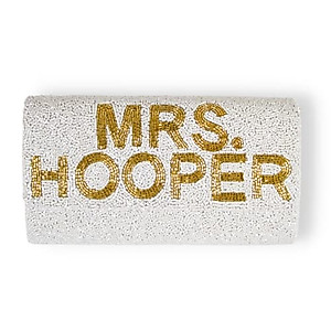 Personalized Custom Clutch Purse for Women, Beaded Clutch Crossbody Bag with Gold Chain Strap for Wedding, Prom, Bridal Shower, Bachelorette Party, Engagement, & Honeymoon (Gold)