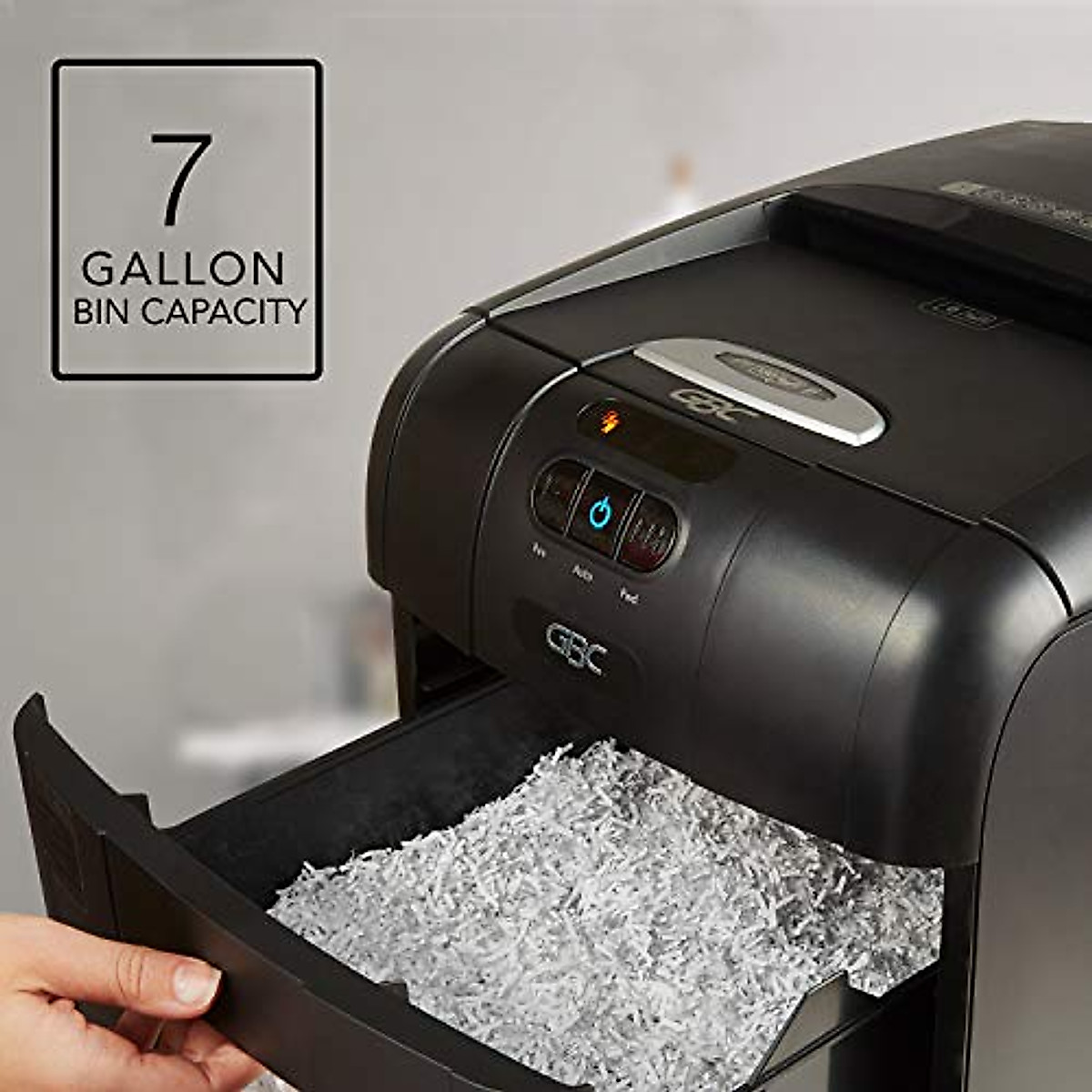 GBC Paper Shredder, Auto Feed, 130 Sheet Capacity, Super Cross-Cut, Small Home Office Shredder, Stack-and-Shred 130X (1757571) , Black