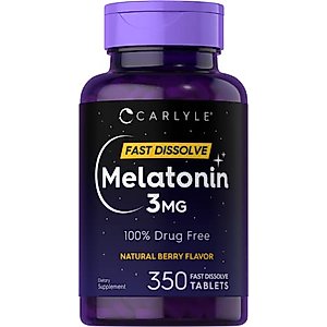 Carlyle Melatonin 3mg Fast Dissolve Tablets | 350 Count | Low Dose and Drug Free | Vegan, Non-GMO, Gluten Free