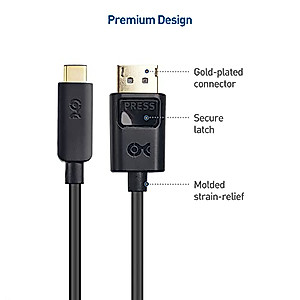 Cable Matters USB C to DisplayPort 1.4 Cable 6 ft, Support 8K 60Hz / 4K 144Hz (USB-C to DisplayPort, USB C to DP Cable) in Black - Thunderbolt 4 /USB4 /Thunderbolt 3 Compatible with MacBook Pro, XPS