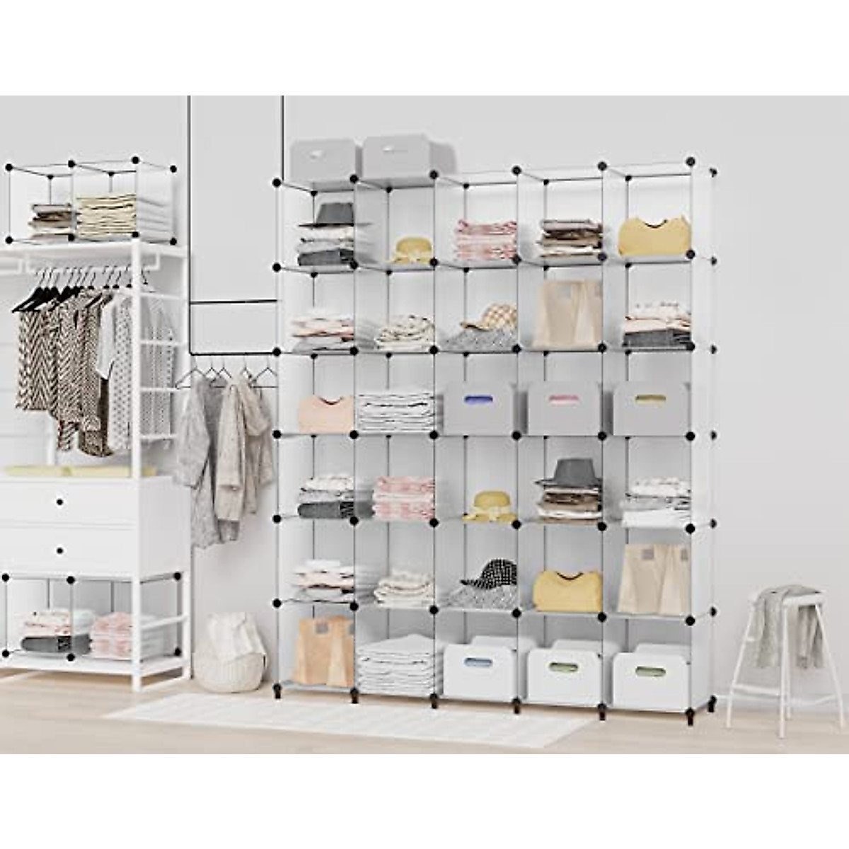 HOMIDEC Closet Organizer, 12-Cube Closet Organizers and Storage, Portable Closet Storage Shelves, Clothing Storage for Kids, Closet, Bedroom, Bathroom, Office (11.8x11.8x11.8 inch), Transparent