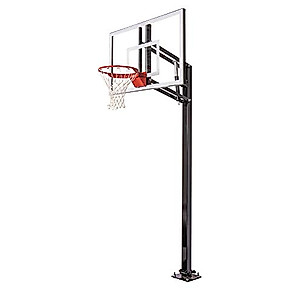 Goalsetter Elite Plus 54” Tempered Glass Backboard In-Ground Basketball Hoop - HD Breakaway Rim, Black (TS44154G3)