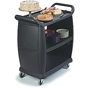 Carlisle FoodService Products Plastic Bussing Cart, 300 lb Capacity, 36.25" x 18"x 38", Black, Small