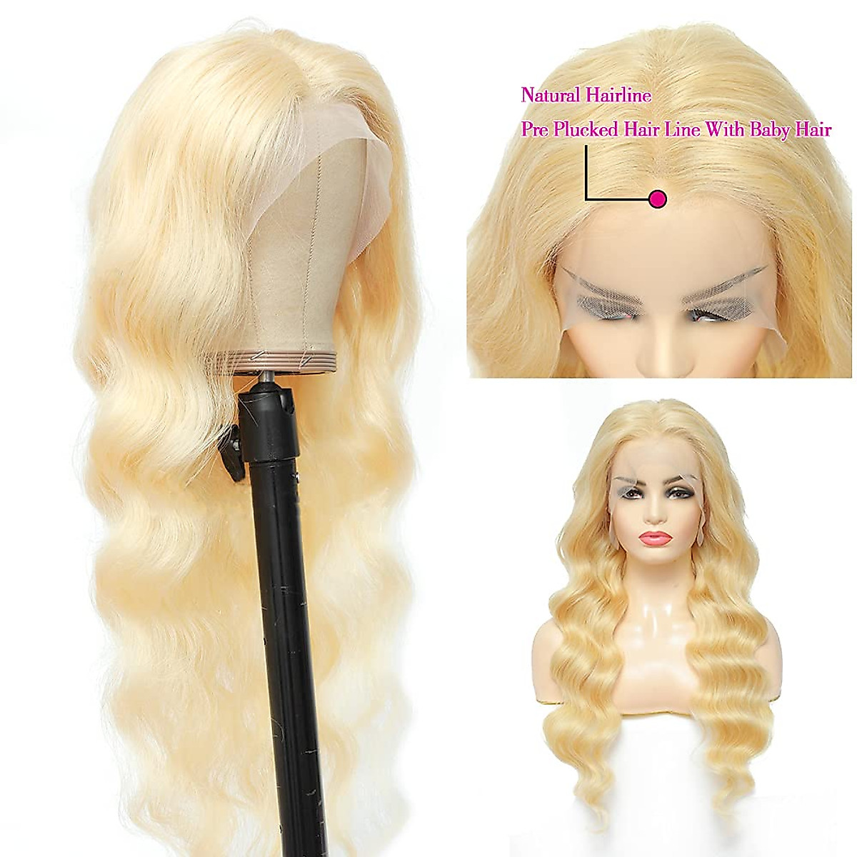 Loyom 613 Body Wave Lace Front Wig Human Hair 10a Brazilian 13x4 Blonde Lace Frontal Wigs 200 Density Pre Plucked Bleached Knots with Baby Hair 22 inch
