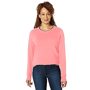 Amazon Essentials Women's French Terry Fleece Crewneck Sweatshirt (Available in Plus Size), Coral Pink, X-Large