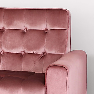 Christopher Knight Home Aubrie Tufted Velvet Loveseat Tipped Tapered Legs, Blush and Gold Finish