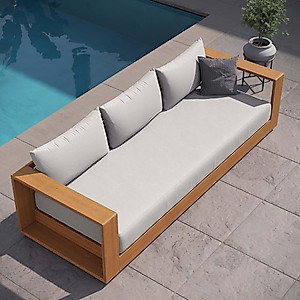 Modway Tahoe Sofas, Natural Light Gray