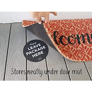 Leave Packages Here Sign Mat: Award Winning Design. Heavy-Duty Rubber. Avoid Contact. Stops Package Theft. Great for Amazon Key.