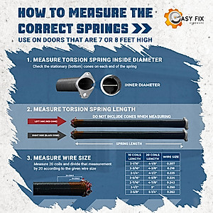 Garage Door Torsion Spring 250x2x29 for Right Side of Garage Door with 1" Steel Bearing and Winding Bars Precision E-Coating 5-Year Warranty Minimum 30,000 Cycles (Black Cone)