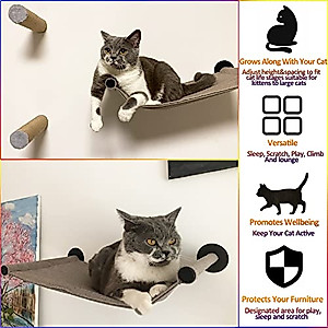 NEECONG Cat Hammock Wall Mounted Cat Wall Shelves Furniture for Sleeping, Playing, Climbing, and Lounging - Metal Bracket Easily Holds up to 45 lbs…