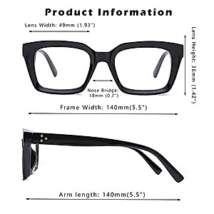 Hycredi Classic Square Eyewear Non-prescription Clear Lens glasses for Women Men Thick Square Frame Eyeglasses-Black+Red