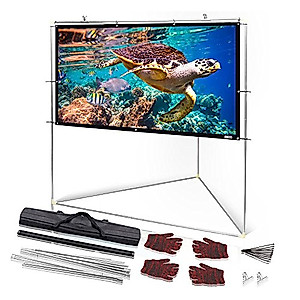Pyle 100" Outdoor Portable Matt White Theater TV Projector Screen w/ Triangle Stand - 100 inch, 16:9, 1.15 Gain Full HD Projection for Movie / Cinema / Video / Film Showing Outside Home - PRJTPOTS101