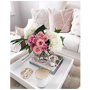 Hanobe Square Large Ottoman Tray: Modern Extra Large Black Serving Decorative Trays with Cutout Handles for Living Room Coffee Table Home, 20"