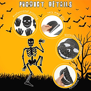 Bememo Halloween Skeleton Garage Door Magnets 42.9 Inches Dancing Skeleton Skull Magnetic Sticker Decor Black Large DIY Garage Magnets for Halloween Party Home Door Car Dishwasher Decor