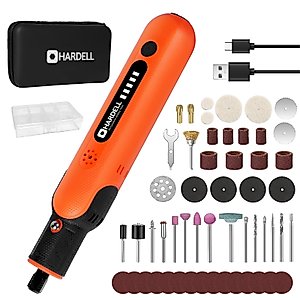 HARDELL 8V Rotary Tool Cordless Kit with 65Pcs Accessories, 5 Variable Speeds Power Rotary Tool, Rechargeable Battery, Type-C Charging, for Grinding, Drilling, Cutting, Sanding, Carving, Polishing,etc