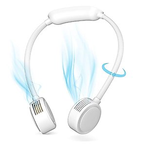 AVWOO Portable Neck Fan Hand Free Personal Hanging Neck Fan with 4800mAh Rechargeable Battery, 3 Speeds Adjustable, 360° Cooling, No Hair Twisting, Perfect for Sports, Travel, and Outdoor