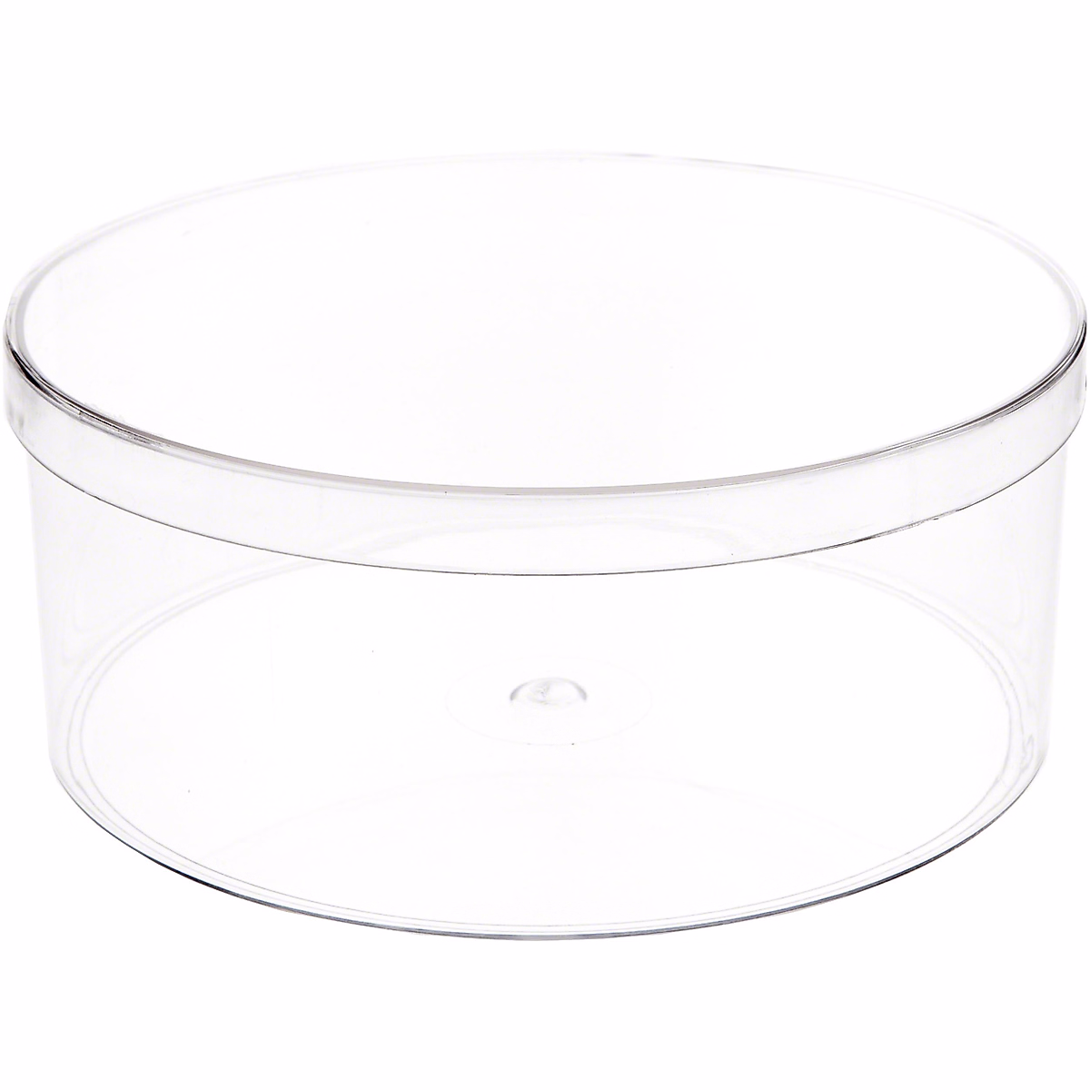 Pioneer Plastics 185C Clear Round Plastic Container, 7.375" W x 3" H